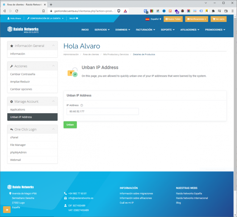 Desbloquear IP en un hosting con cPanel