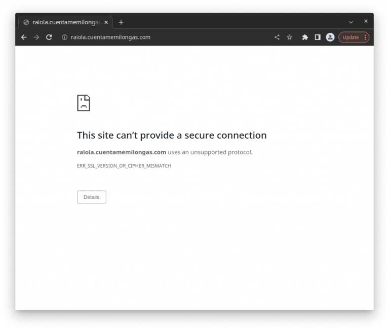 err_ssl_version_or_cipher_mismatch o cómo solucionar problemas de negociación SSL