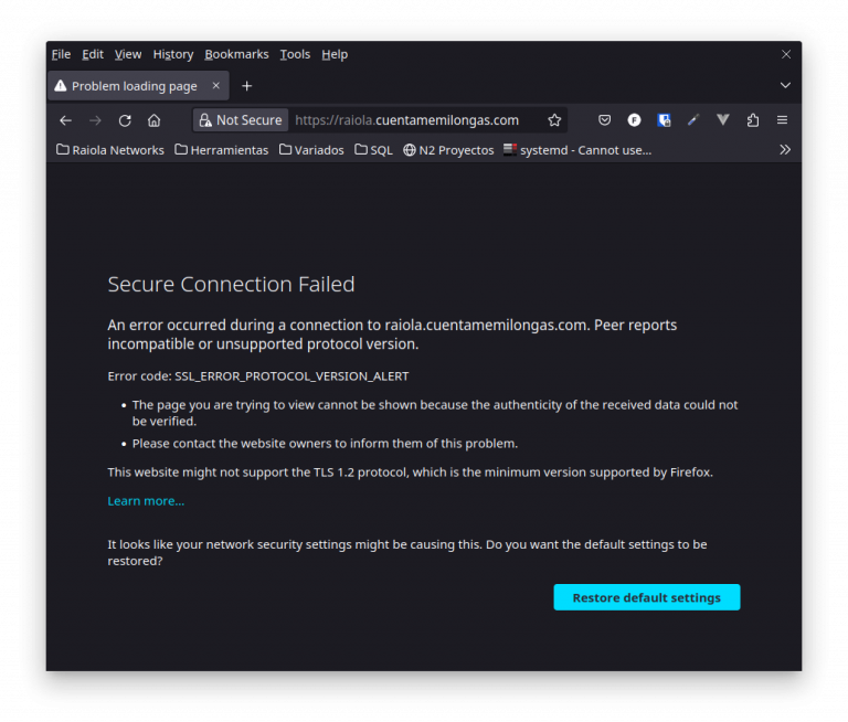 err_ssl_version_or_cipher_mismatch o cómo solucionar problemas de negociación SSL