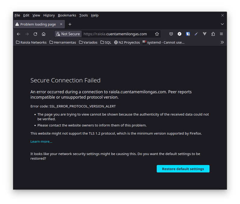 err_ssl_version_or_cipher_mismatch o cómo solucionar problemas de negociación SSL