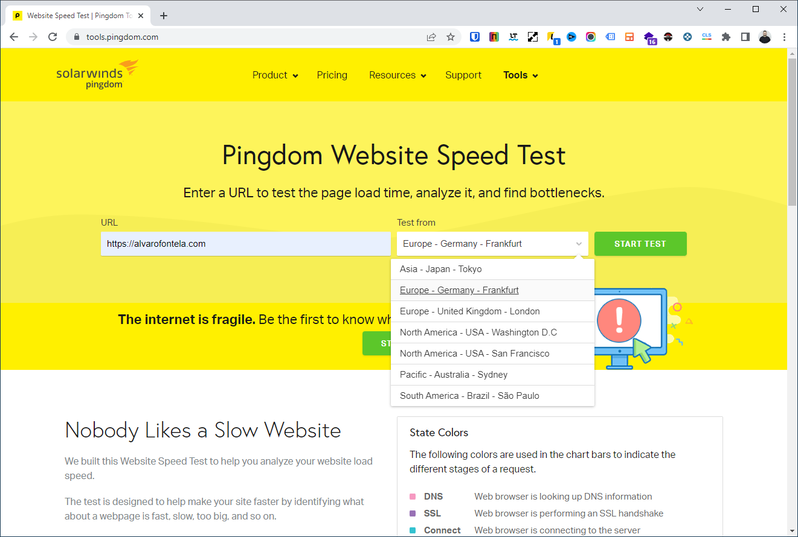 Pingdom Tools para medir velocidad de carga web